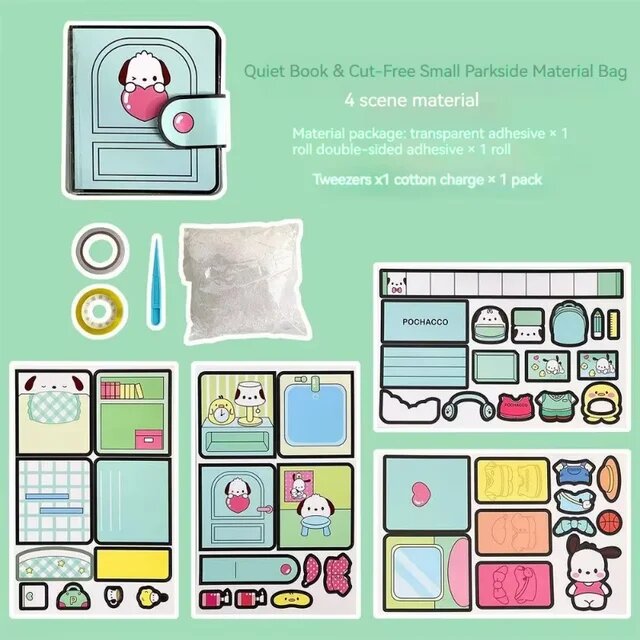 Kuromi Hello KittyDIY Quiet Book My Melody Cinnamoroll Anime Peripheral Toy Anti-Stress Kids Stress Quiet Book Toys Kids Gifts