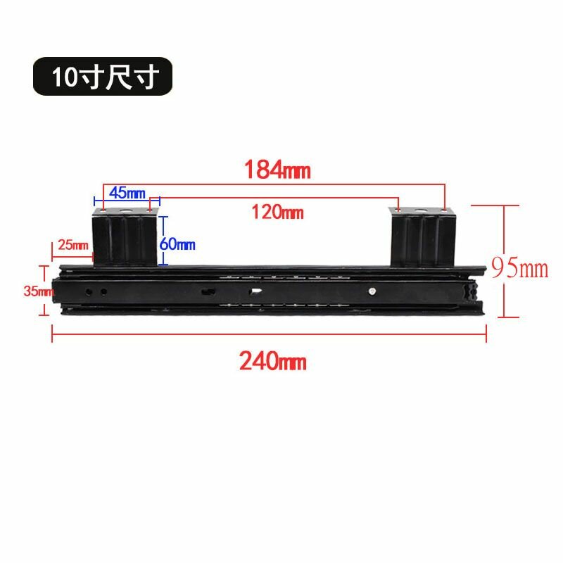 Короткий поднос для клавиатуры, потолочный монтаж, трехсекционный компьютерный стол, 10inch 12inch ящика, скользящая направляющая, фиксированная скользящая направляющая под столом
