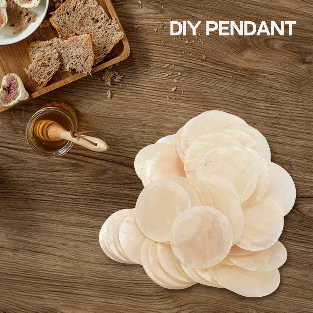 O085M Бусины пластинчатые 100X перламутровые жемчужные ракушки круглые 35мм белые