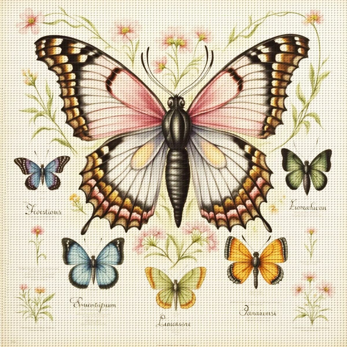 Набор для вышивания,30X30CM,11CT, бабочк