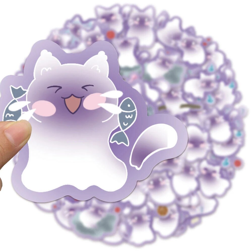 Kawaii фиолетовые кот граффити наклейки 50pcs