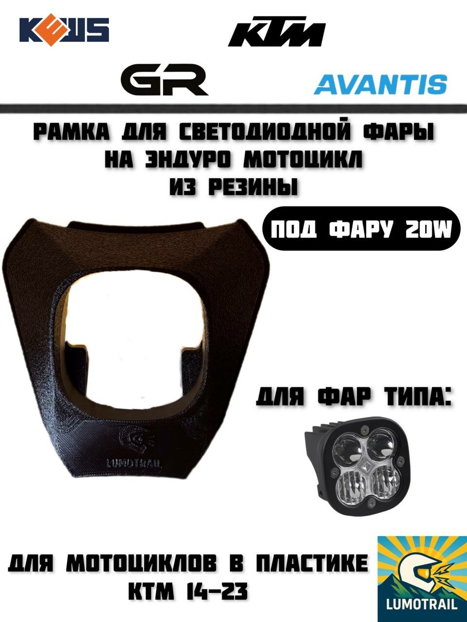 Рамка для светодиодной фары для мотоциклов в пластике КТМ 14-23