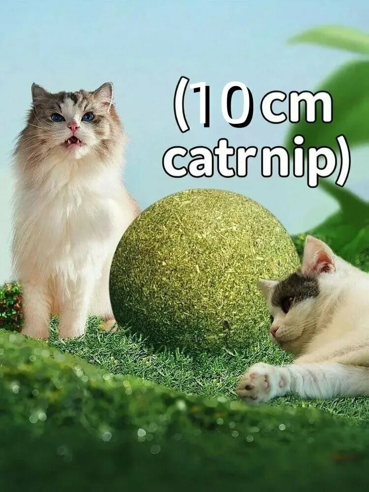 Шарик-игрушка с кошачьей мятой для жевания, гигиены зубов и облизывания Огромный шар с кошачьей мятой 10 см, игрушки для кошек