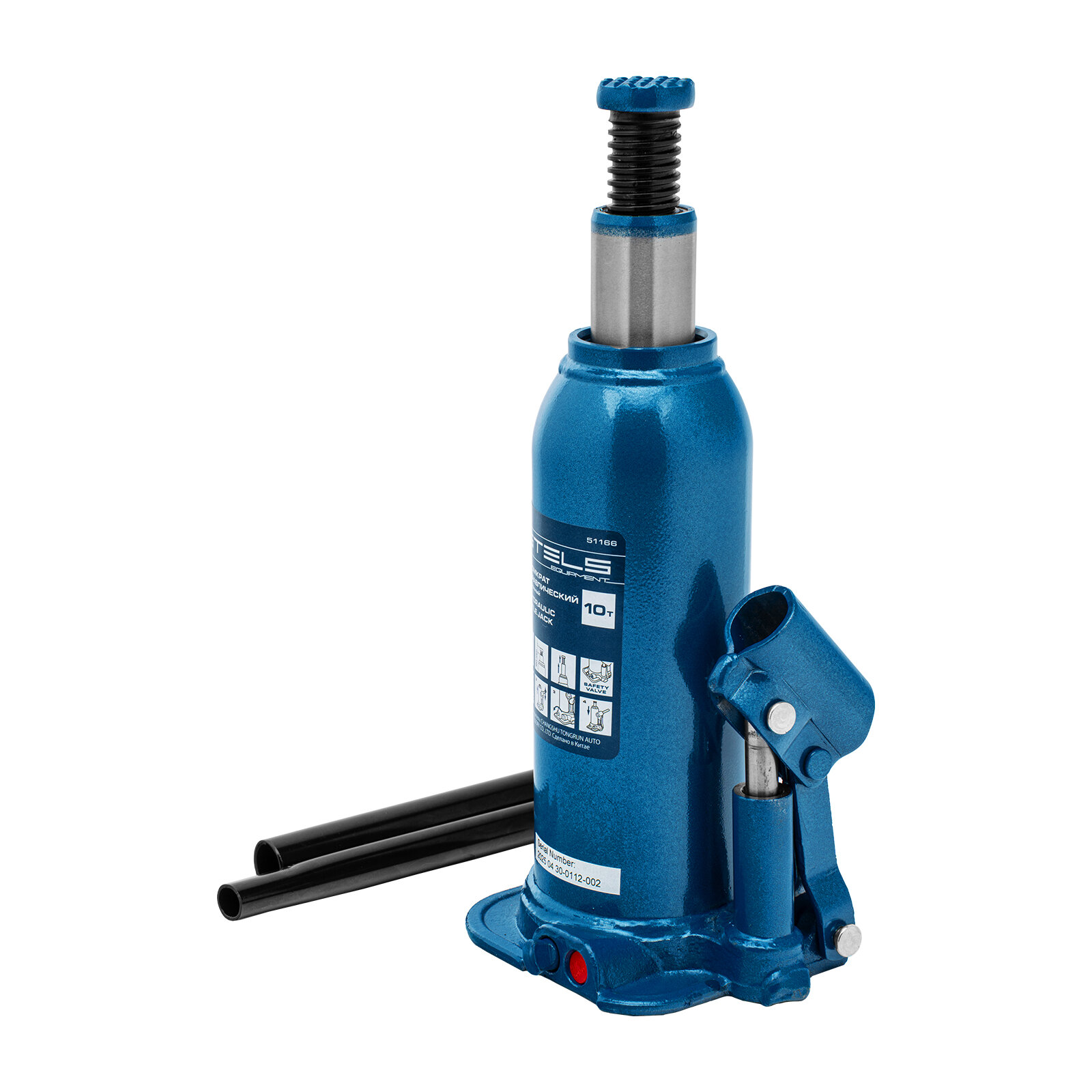 Домкрат гидравлический бутылочный, 10 т, h подъема 222-447 мм Stels 51166