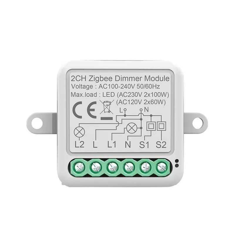 Умный диммер реле с Zigbee, Яндекс Алисой, Google Home, 2CH