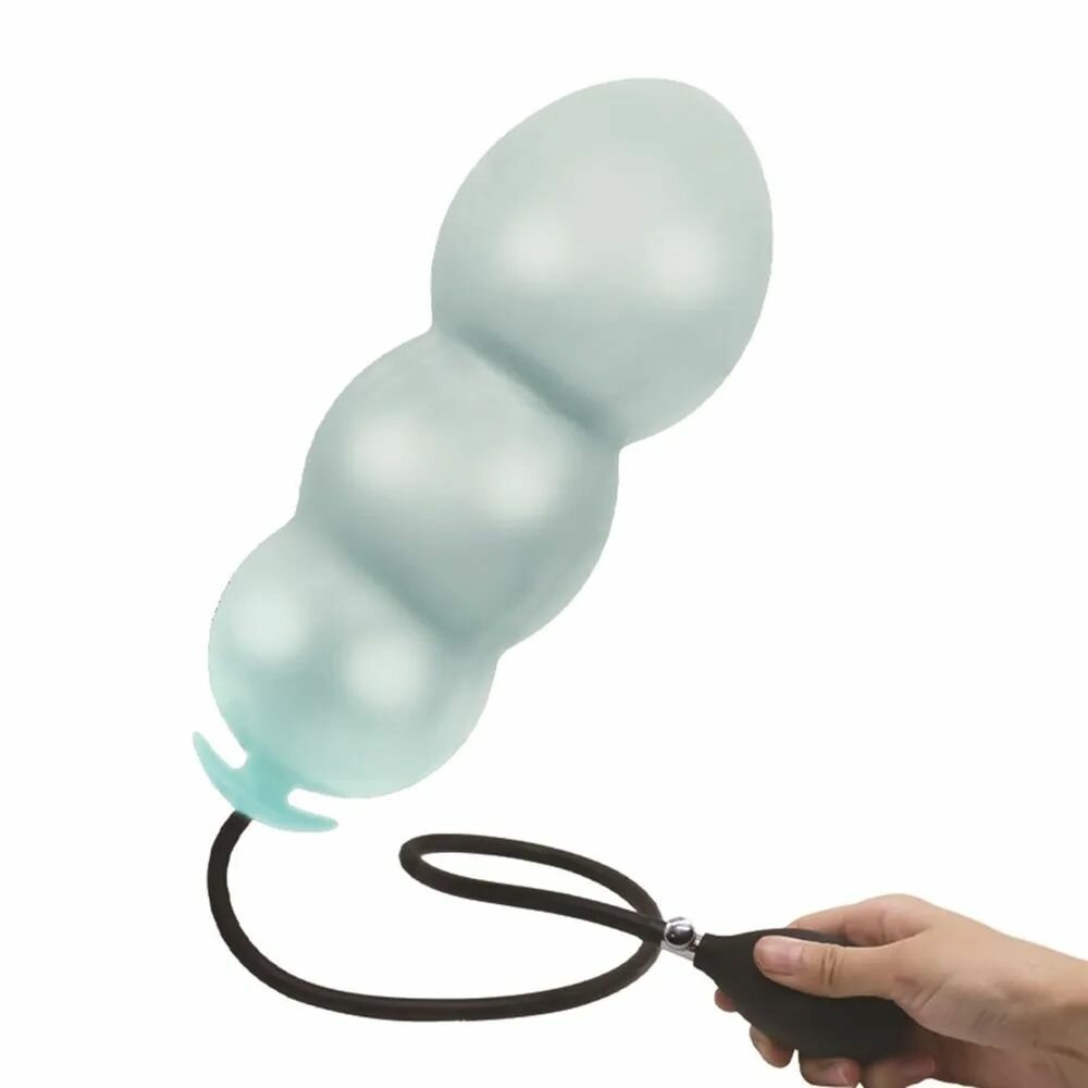 (1шт) Огромная светящаяся надувная анальная пробка-синяя без шариков