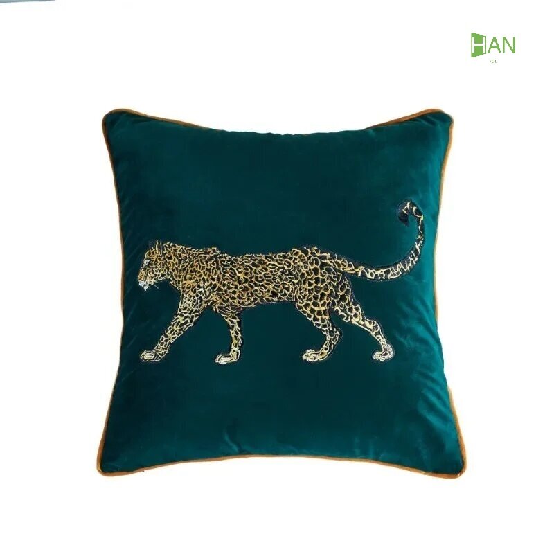 Бархатная наволочка Perilune в синих и зеленых тонах бестселлер 45x45 см