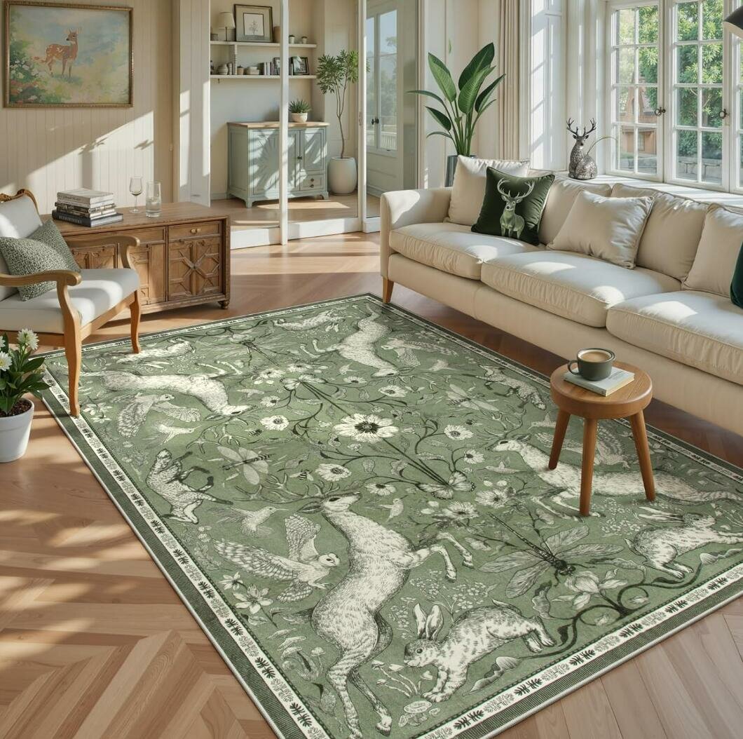 Ковры на пол для комнаты 150x200/Анималистический принт в стиле бохо/Современный/Моющийся/ковер большой на пол для кухни спальни прихожей