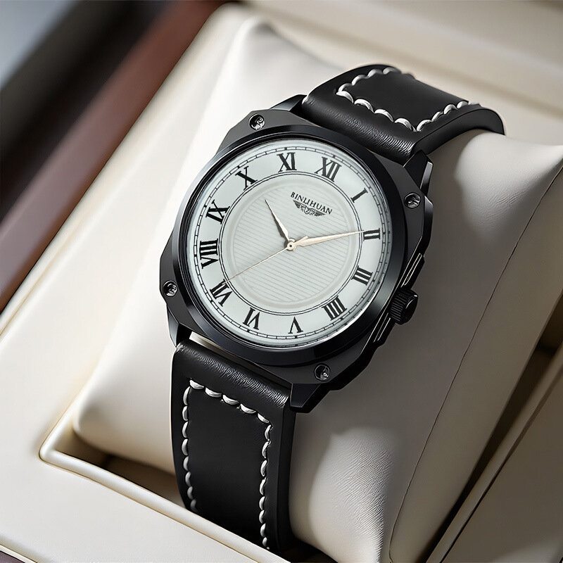 Style Мужские часы Повседневные водонепроницаемые Модные кожаный ремешок