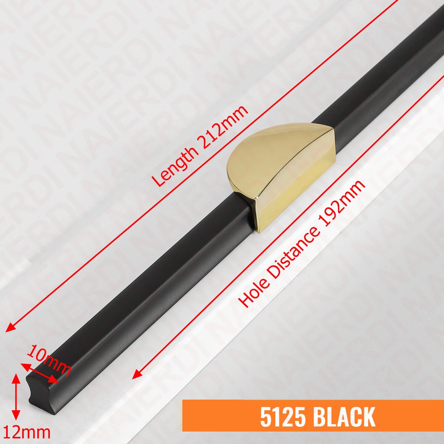 Ручки для шкафов NAIERDI черные золотые алюминиевые 800 мм 5125 Black 192mm