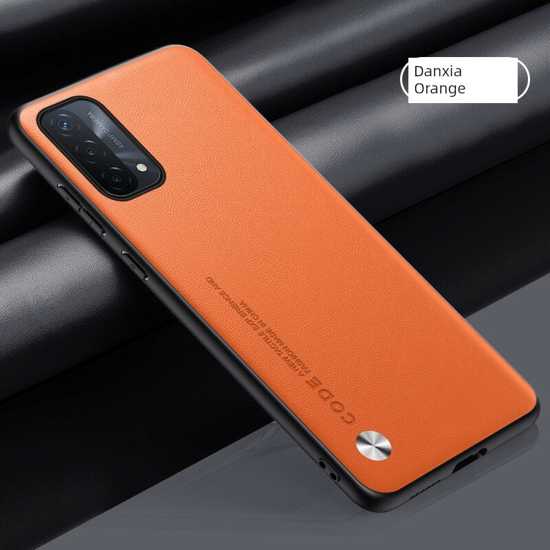OPPO A93s Матовый кожаный чехол в цвете Янтарный Оранжевый - Анти-скольжение, полная защита, премиум-качество