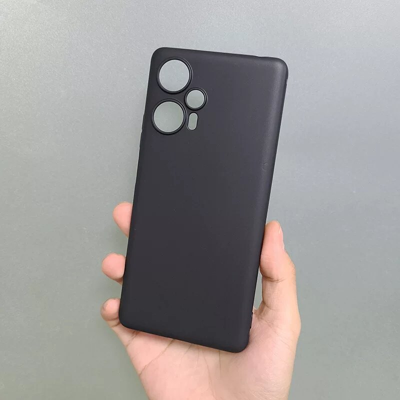 Силиконовый мягкий чехол Redmi Note 12 Explorer Edition матовый черный с защитой от царапин