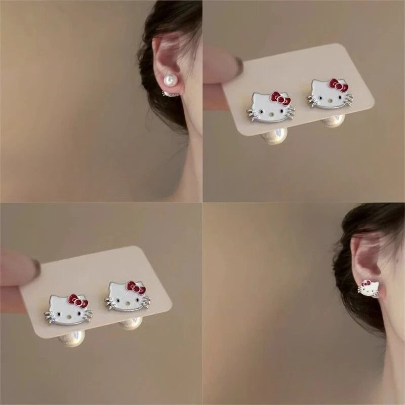 Серьги Hello Kitty Sanrio, серебро, 2 шт.