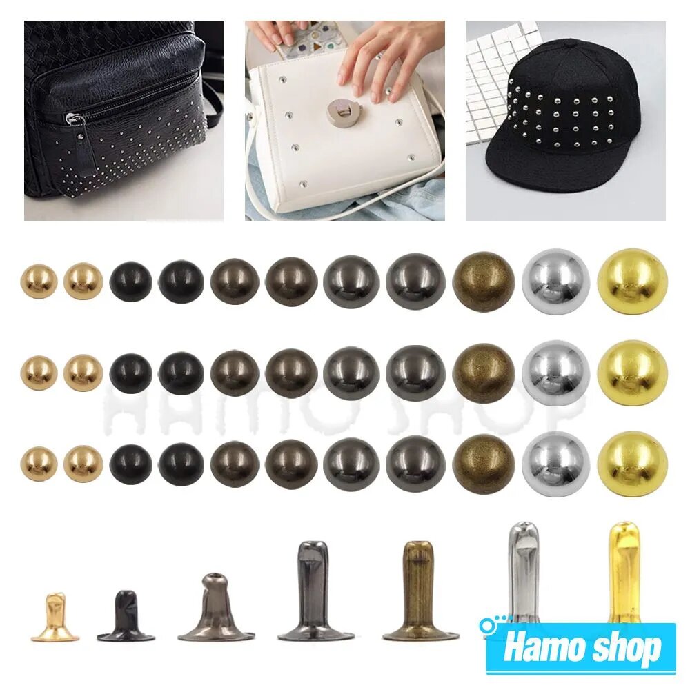Хольнитены односторонние сферы, 4 мм - 20 мм, 35-140 шт заклепки, для сумок, джинсовые, кожгалантерейные изделия, обувь