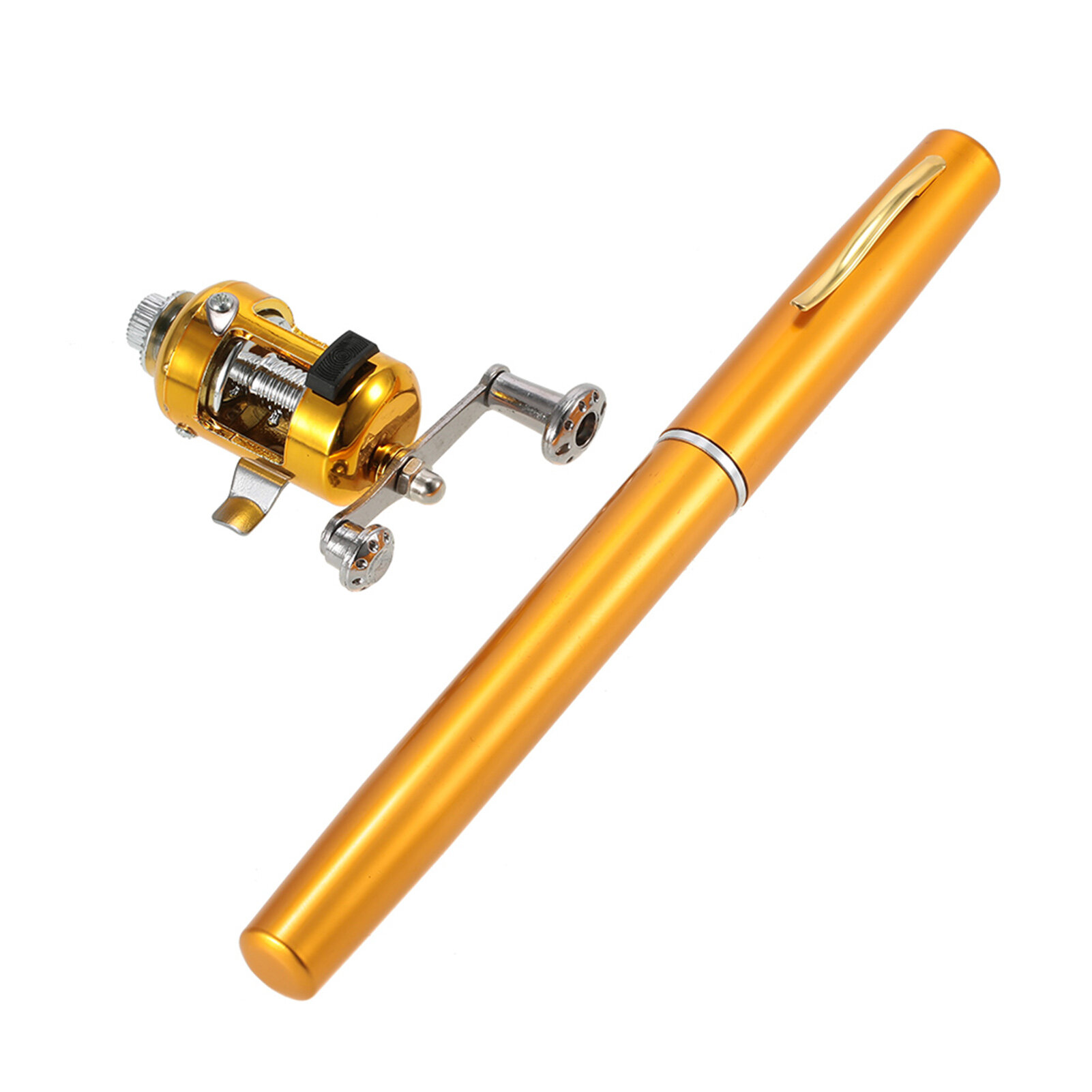 Комплект удочки с катушкой: мини телескопическая портативная карманная удочкаручка + катушка из алюм