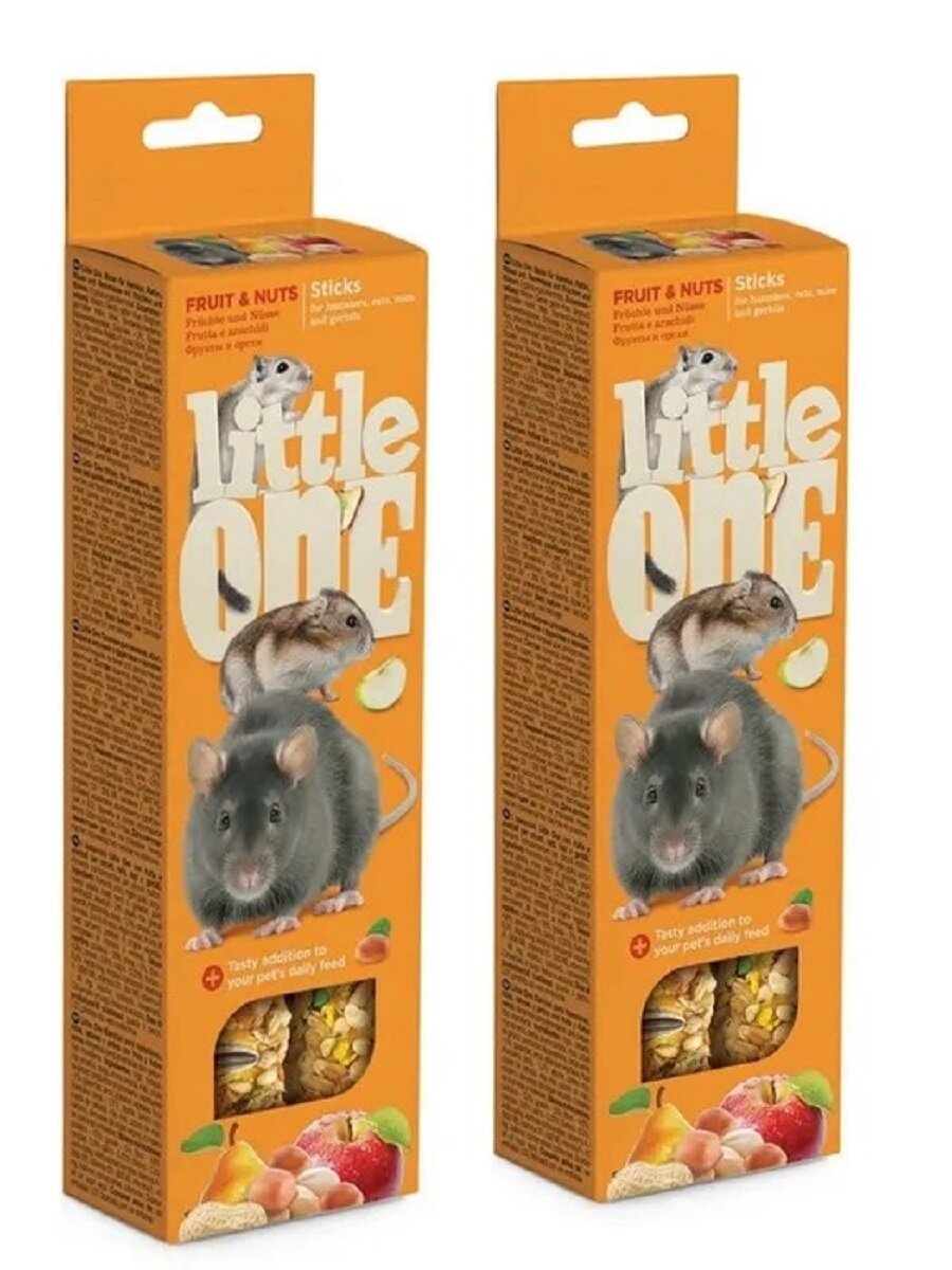 Little One Палочки для хомяков, крыс, мышей и песчанок с Фруктами и орехами 2шт*60г (2 штуки)