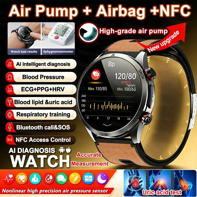 GUHUAVMI Smart Watch: Черный ремешок, AMOLED, NFC — фото 1
