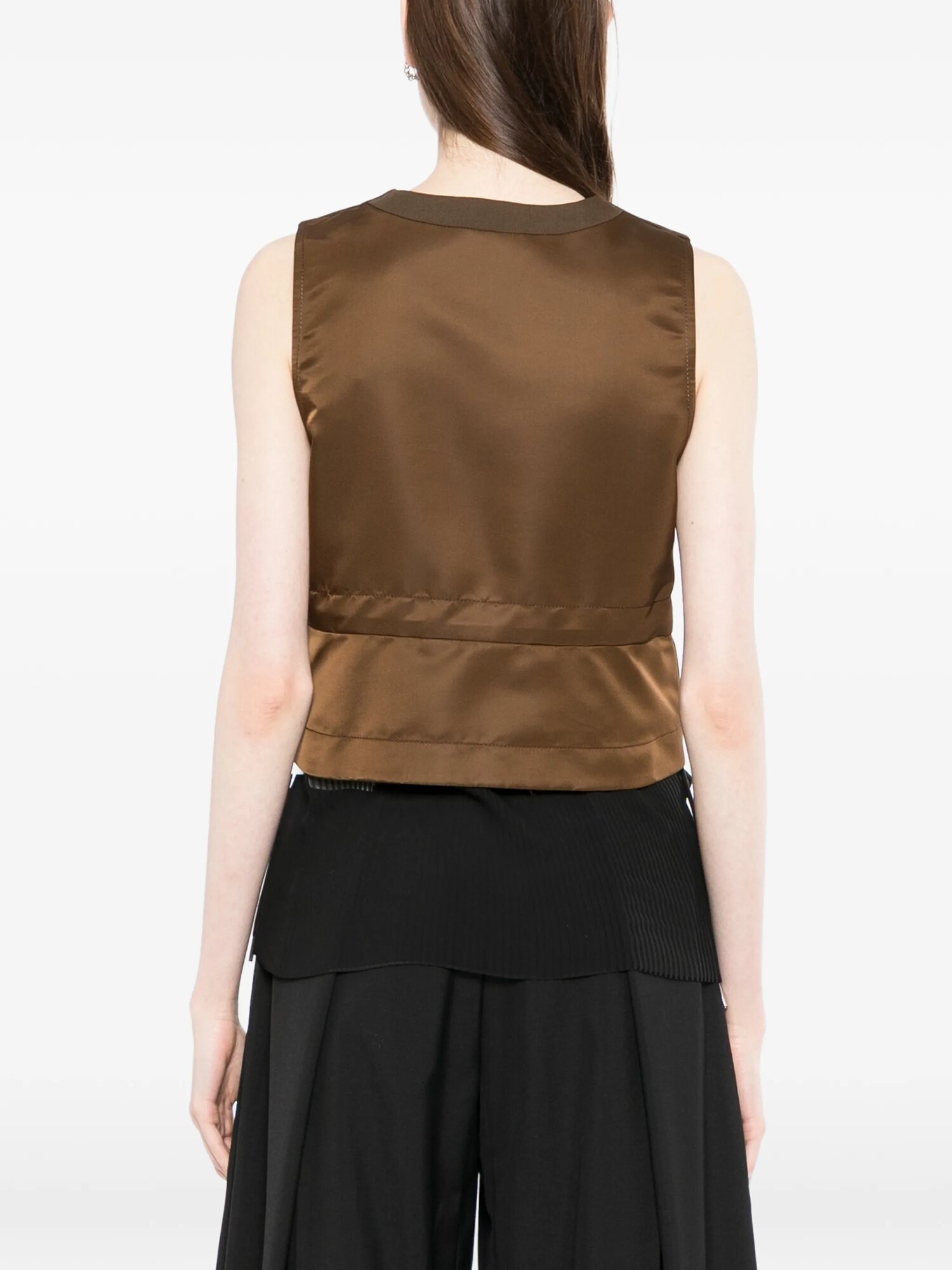 Пальто Sacai Panelled waistcoat, размер 42, коричневый — фото 1
