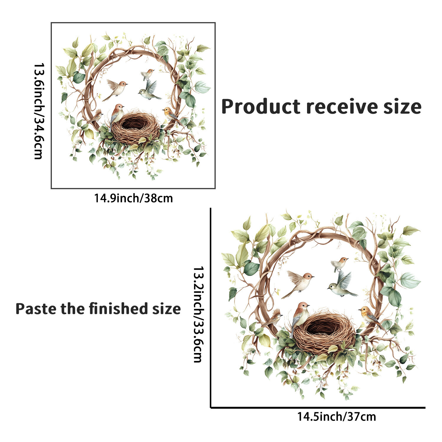 Трансграничная амазонка внешней торговли листья венок птичье гнездо наклейки на стену макет спальни гостиная стикер
