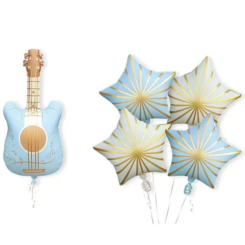 5 шт. воздушные шары для гитары в стиле ретро 80-х-90-х годов, декор для вечеринки в стиле хип-хоп, ноты для гитары, музыкальная тематическая вечеринка, настройка для выпускного, свадьбы, дня рождения