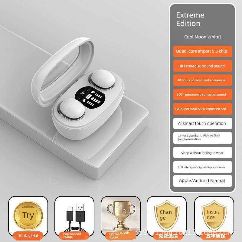 Беспроводные мини-наушники True Wireless MINI13-S с 30-часовым сроком службы батареи, удобная посадка для спорта - Белый