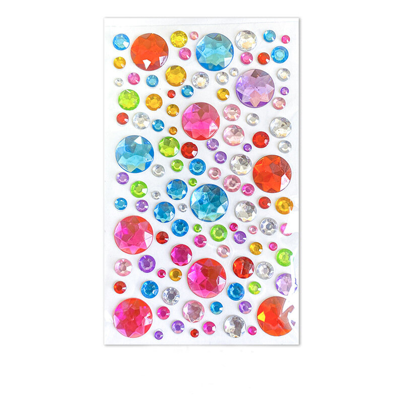 Наклейки с камнями Stickers Rhinestones, акриловые камни для украшения DIY, блестящие декоративные бриллианты, маленькие наклейки для детей 1 шт. (9.3×15.8 см)