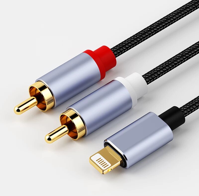 1-метровый кабель Apple Lightning в двойной RCA для колонок и усилителей, универсальная совместимость