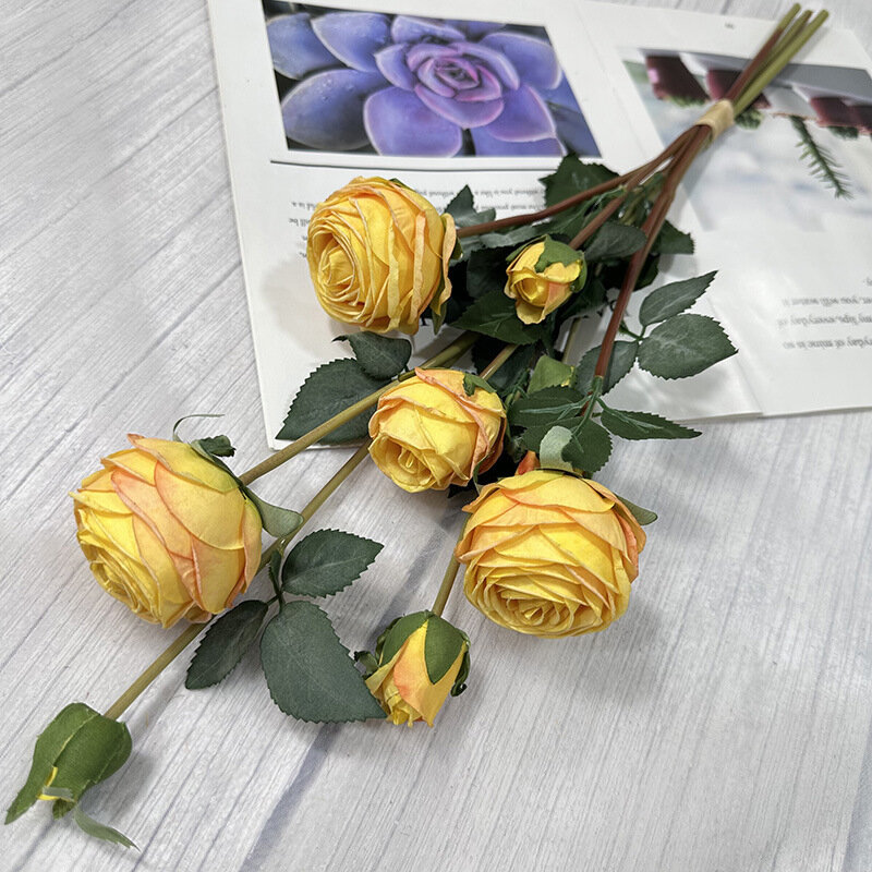 Новый продукт Искусственная жемчужная роза Сухоцветы Свадебное украшение отеля Искусственный цветок 9 голов Ручная книга Невеста Ручной цветок