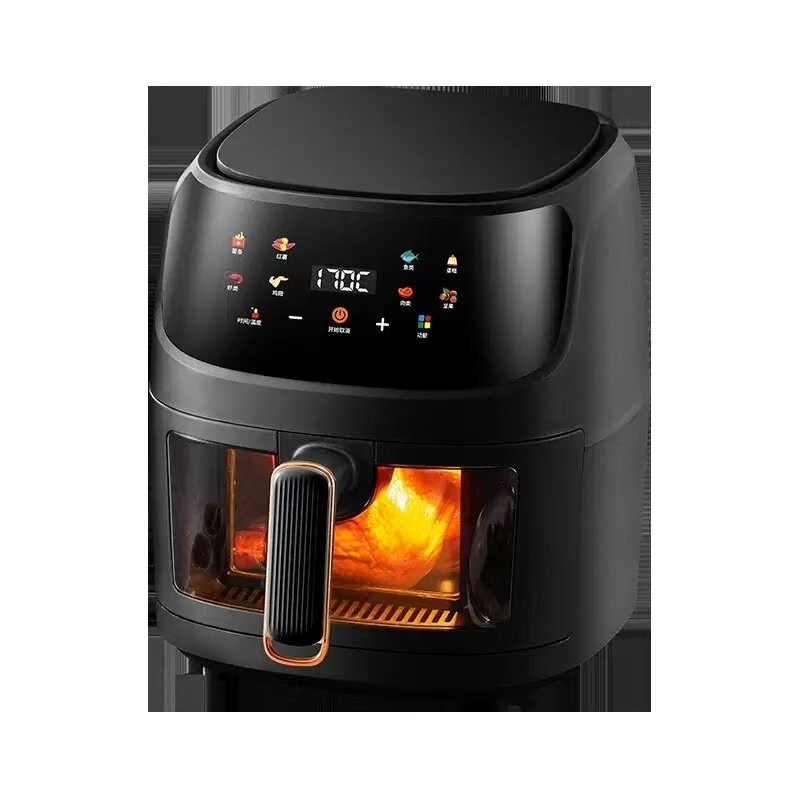 Аэрогриль электрический 2400W – аэрогриль с двумя чашами Tefal, быстрое приготовление, хрустящий внешний слой зелёный чёрный