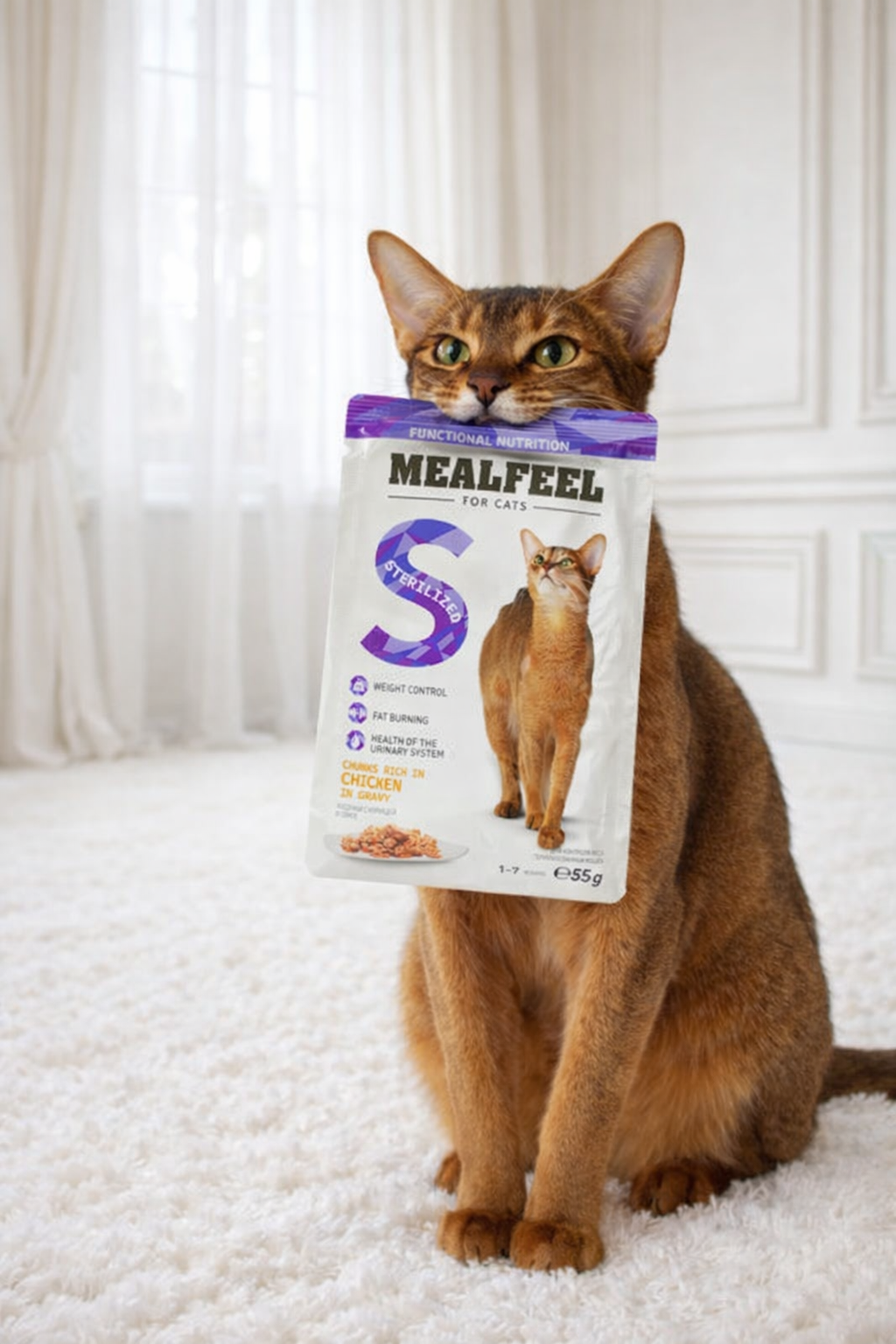 Корм Mealfeel Sterilised, влажный, для стерилизованных кошек, курица, 85гр, 14шт