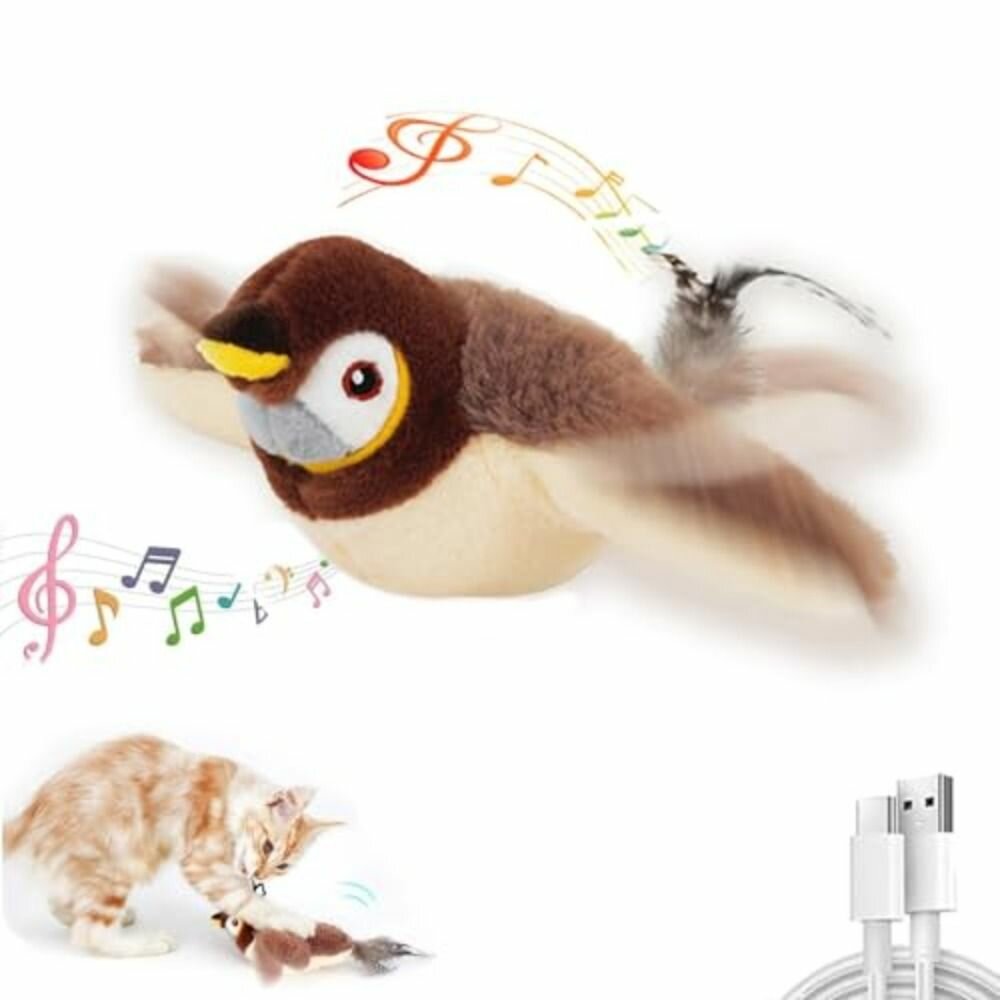 Игрушка-птичка для кошки с летающим эффектом
