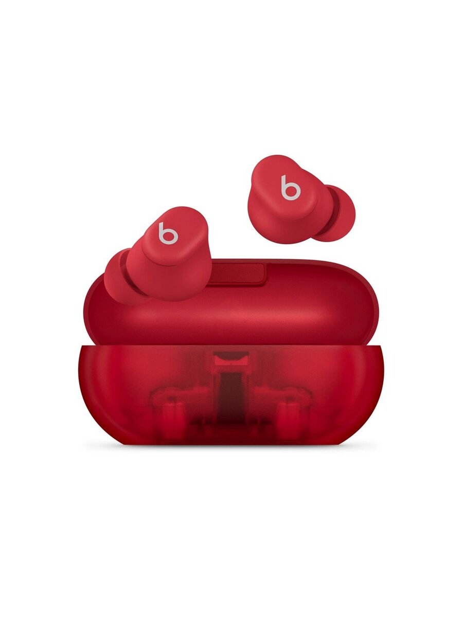 Наушники Bluetooth беспроводные Beats Solo Buds, для Android и iOS, прозрачный красный