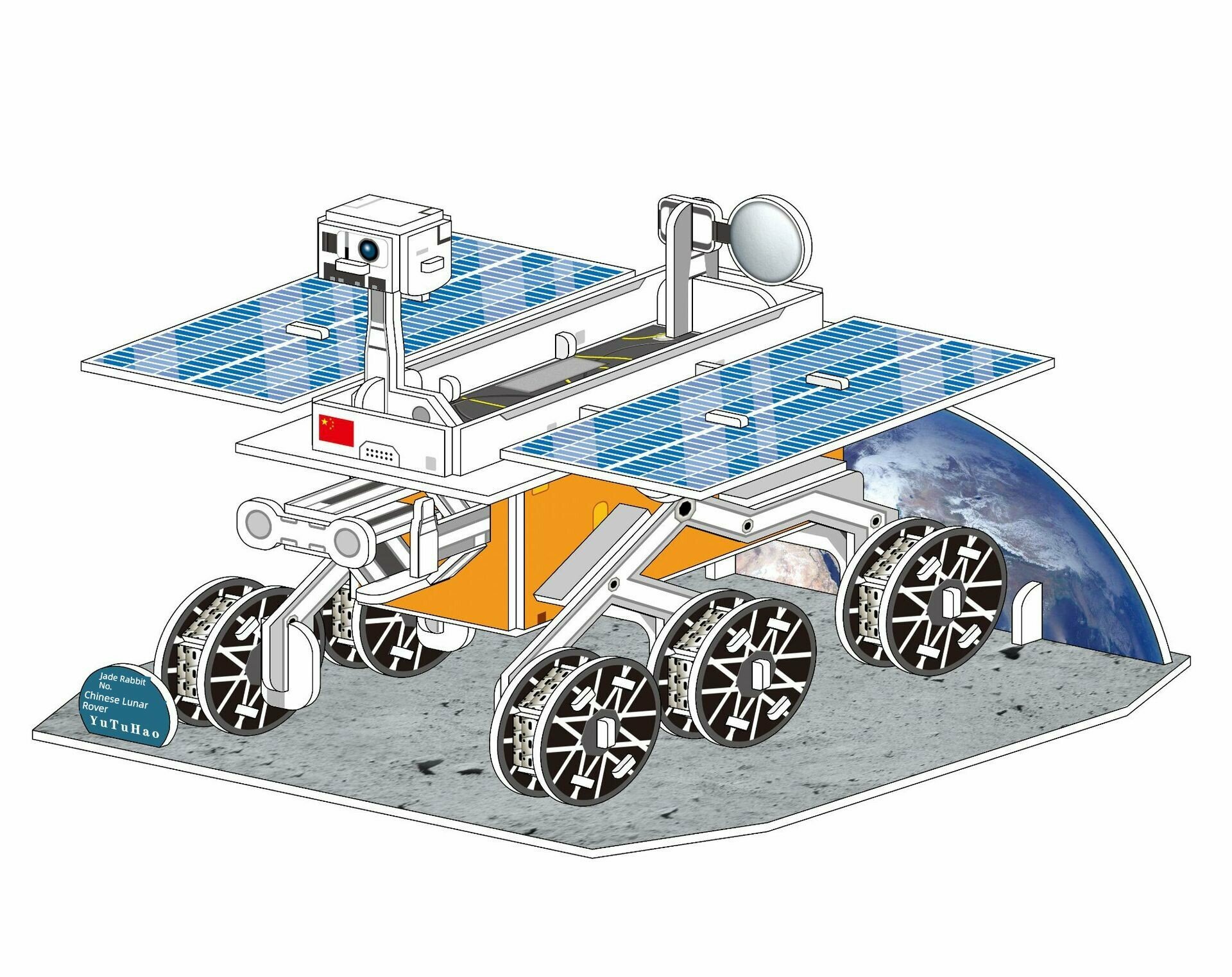 Средний 3D-пазл-модель лунного ровера Ютю, китайский лунный транспорт, набор для самостоятельной сборки