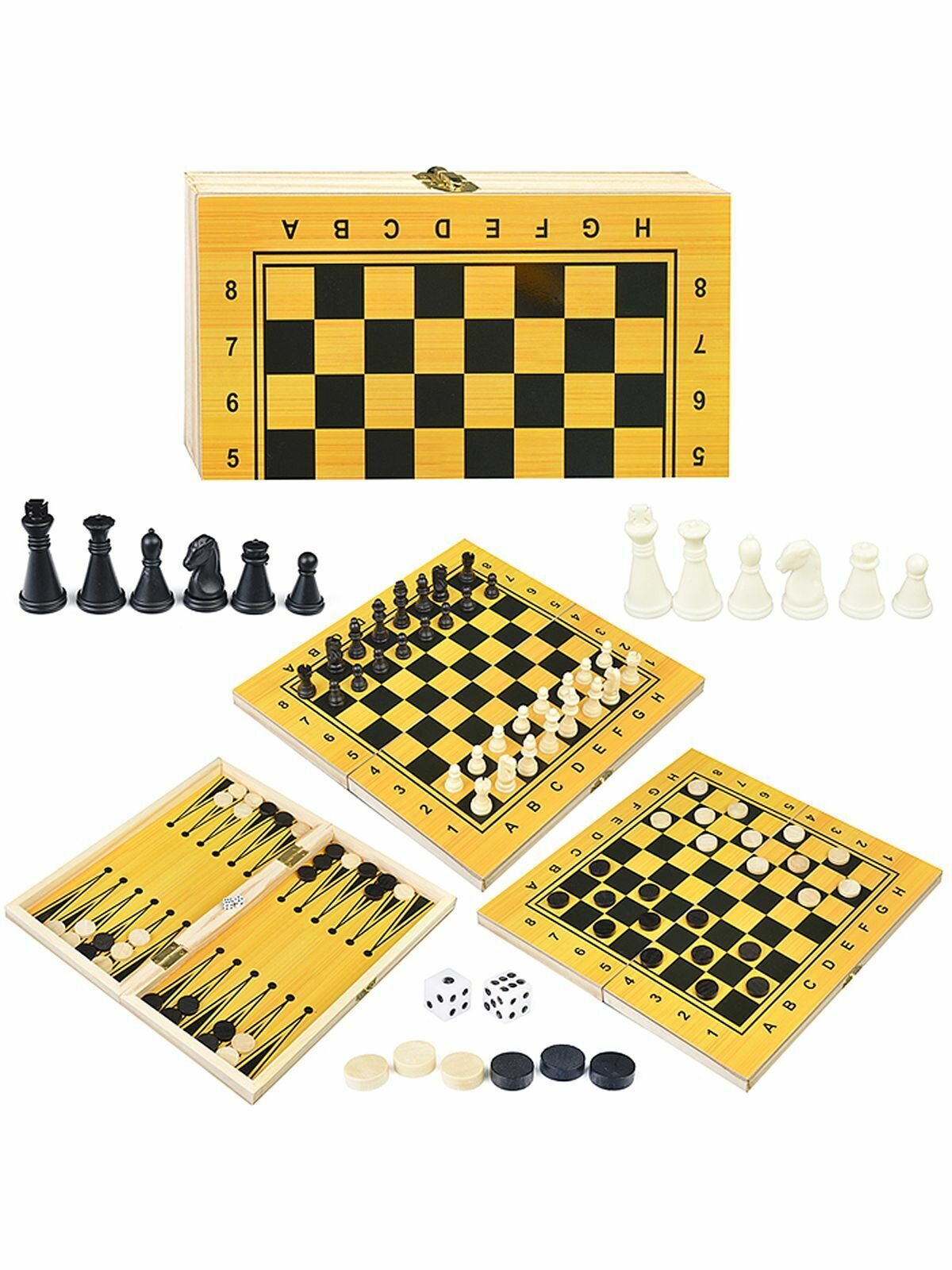 Игра 3 в 1 Шахматы, шашки, нарды (0-3180)