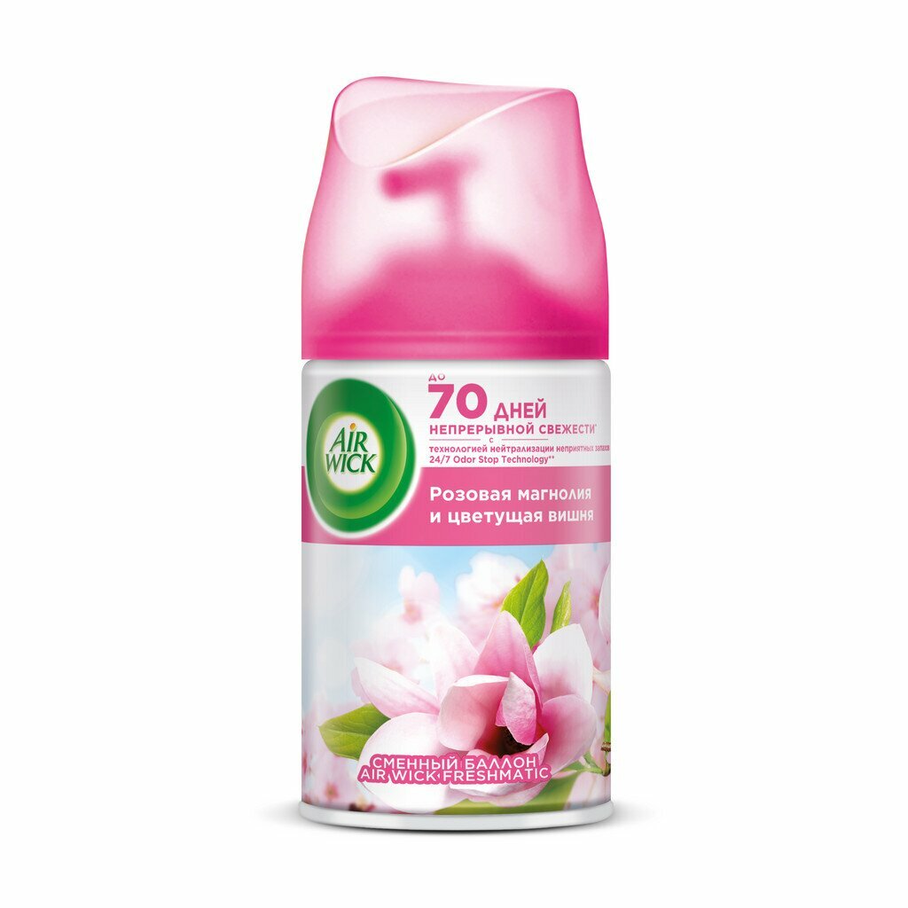 Освежитель воздуха Air Wick Розовая магнолия и цветущая вишня, сменный баллон 250 мл, сухое распыление для Freshmatic.