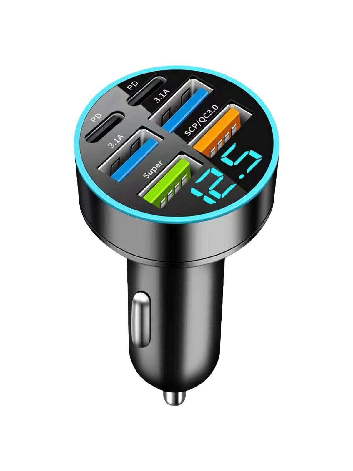 Автомобильная зарядная головка USB C и USB A и многопортовый адаптер быстрой зарядки Super