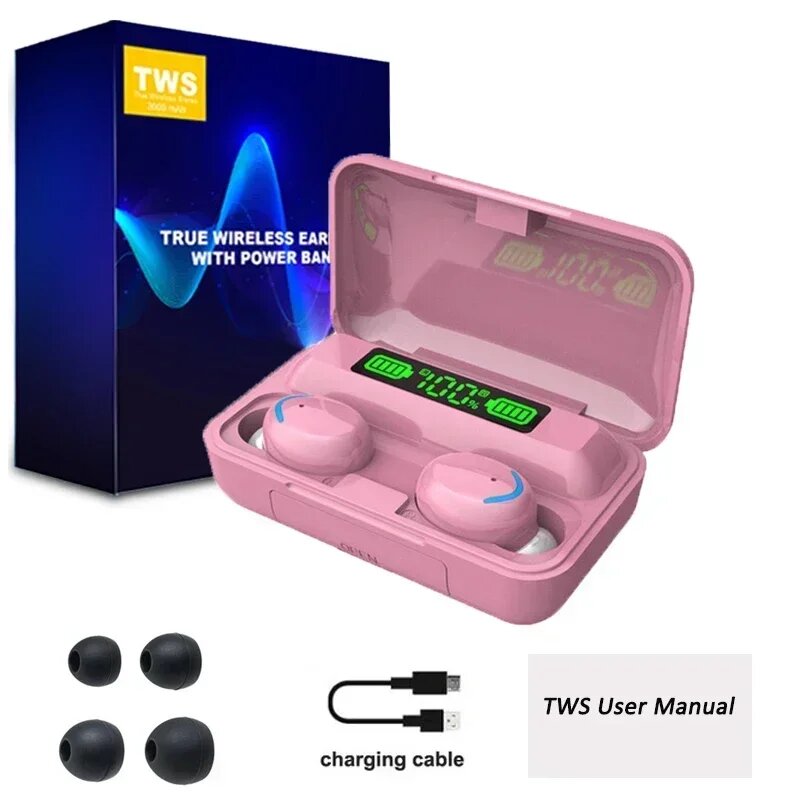 Беспроводные наушники TWS F9-5 pink box
