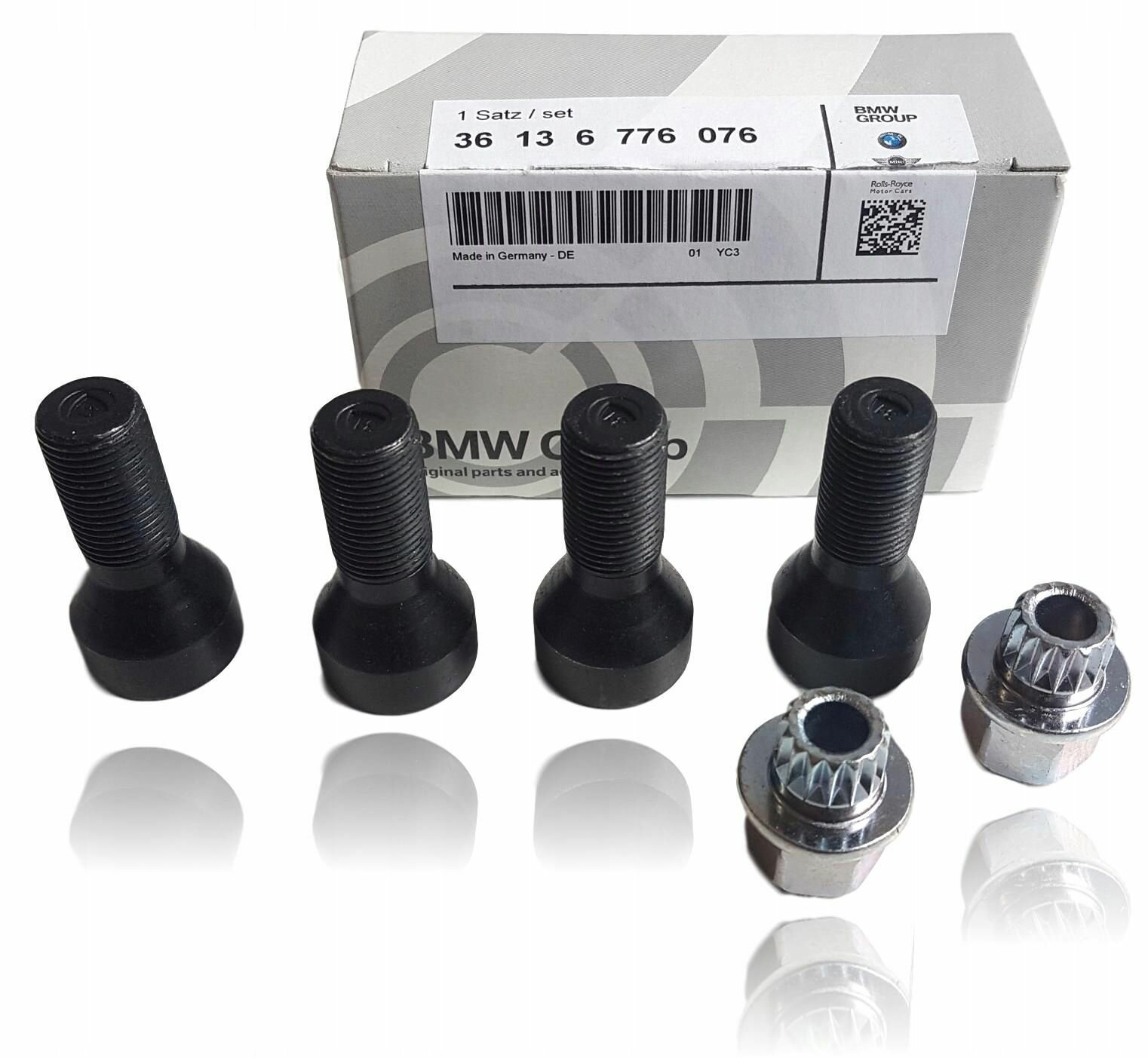 BMW Болт автомобильный, Болт-секретка М14 х 1,25, 28 мм, 4 шт.