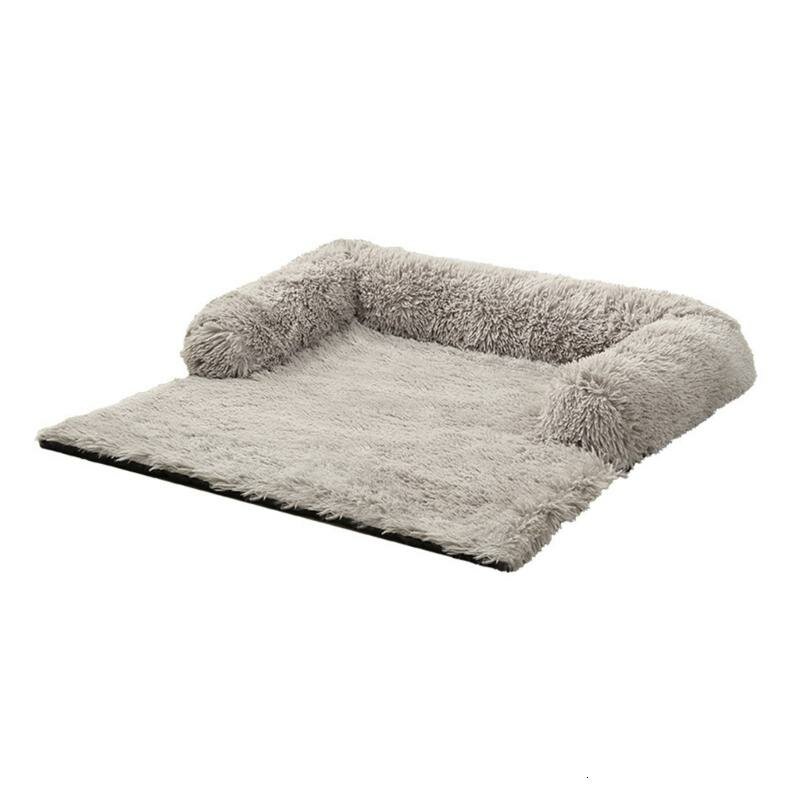 Уютная собачья кровать-диван, теплая стиральная подушка для котов, Прямой Угол цвета Хаки - несъемный
