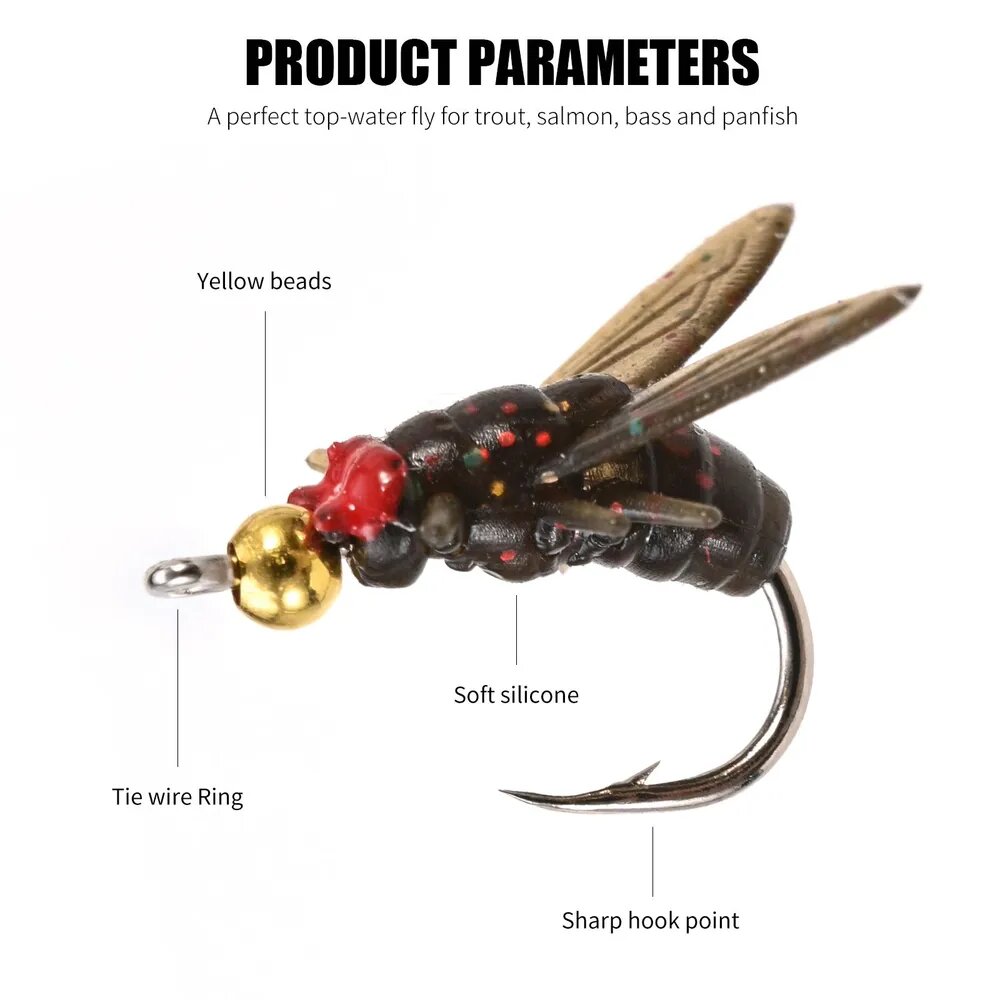 LED Fishing Рыболовные приманки 20 шт имитация мухи ультрареалистичные бионические мушки, для ловли форели — фото 1