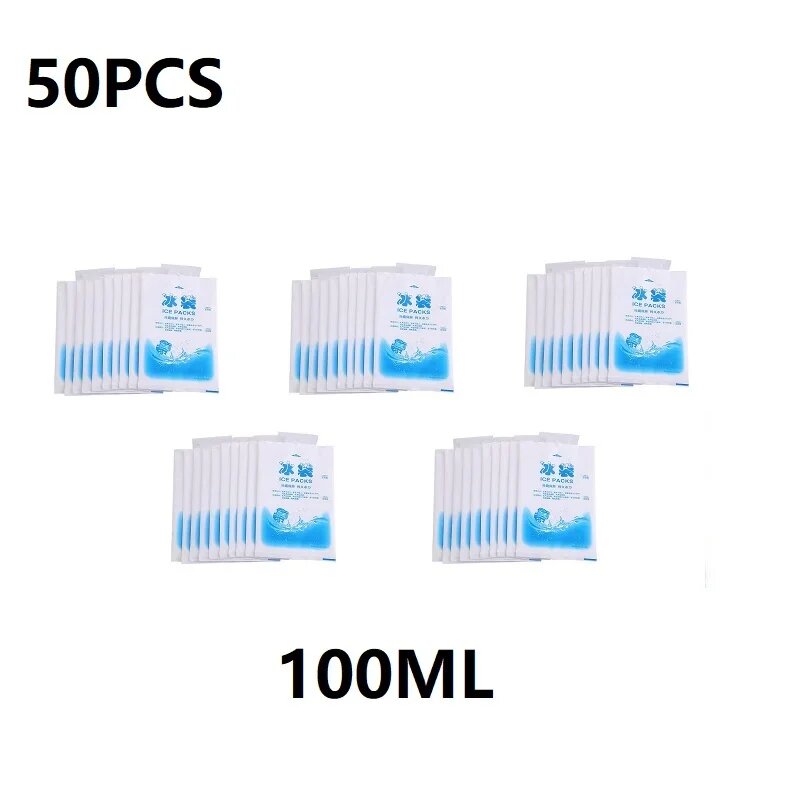 50 шт. гелевые пакеты со льдом, многоразовые пакеты-холодильники для впрыска воды, пакеты для холодного компресса, пакет сохраняет свежесть, пакет со льдом для оказания первой помощи, облегчение боли 50PCS 100ML