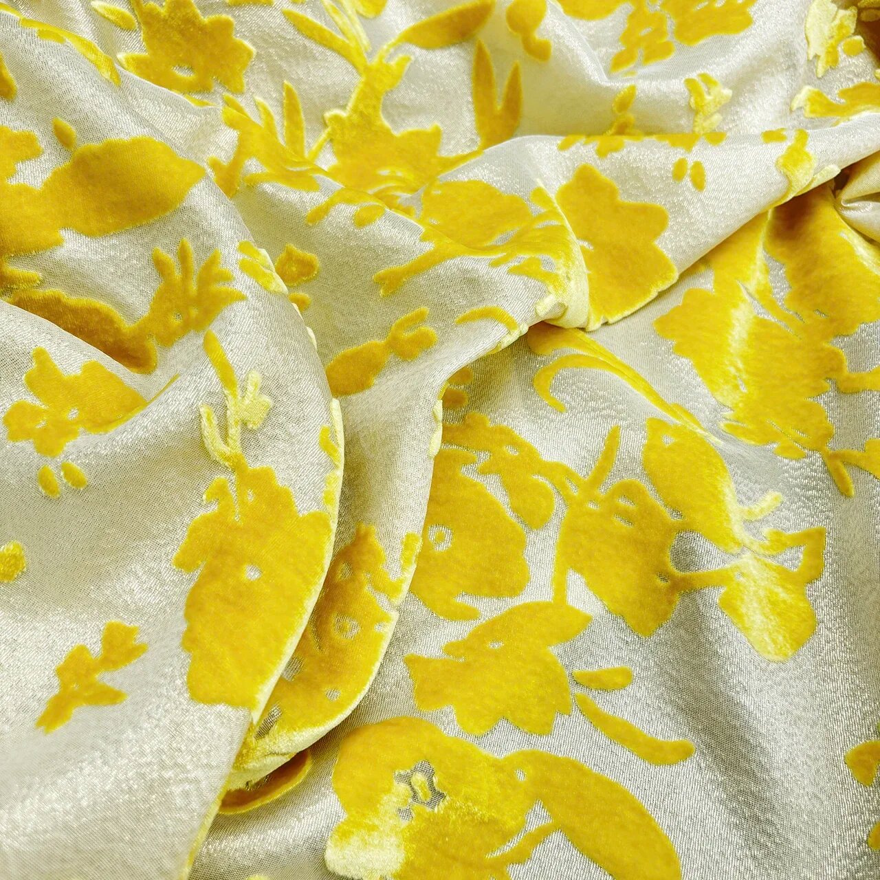 Шелковая бархатная ткань золотого цвета Yellow, 350cm