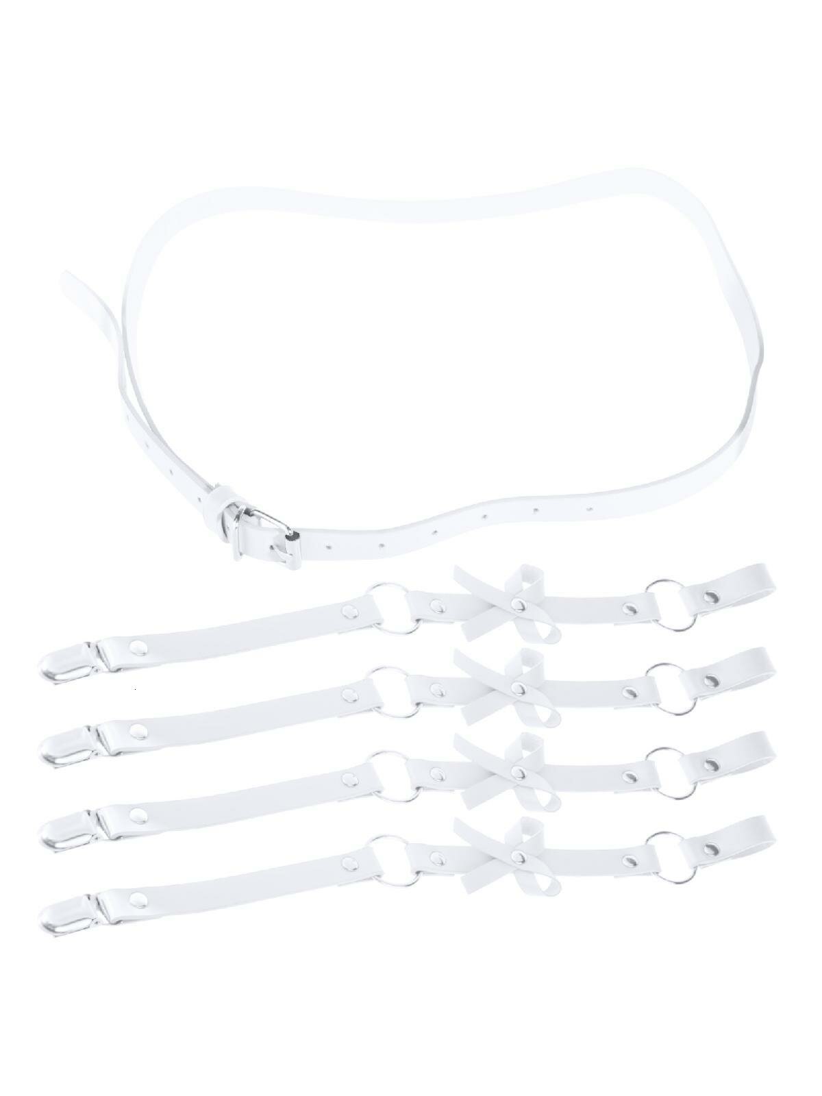 Женские кожаные гетры с металлическими зажимами, Белый