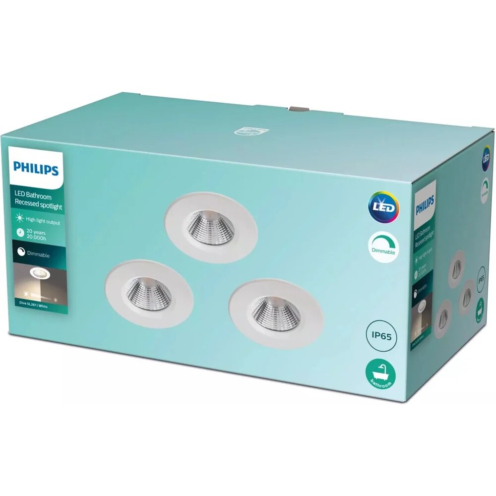 Встраиваемый светильник Philips DIVE SL261 RD 070 5.5W 27K W HV IP65R 3p 929002374422