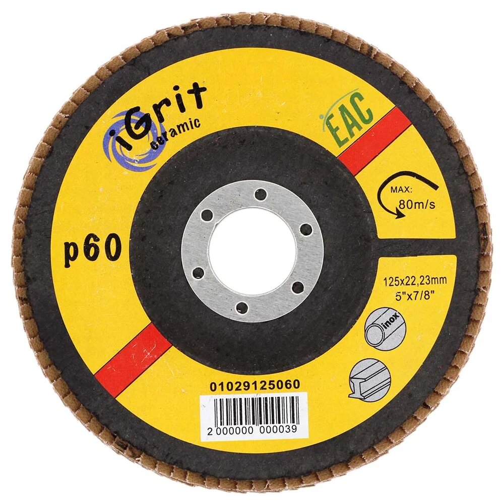 Лепестковый круг iGrit Ceramic КЛТ2 125x22,23мм Р60 упаковка 10 шт 1029125060