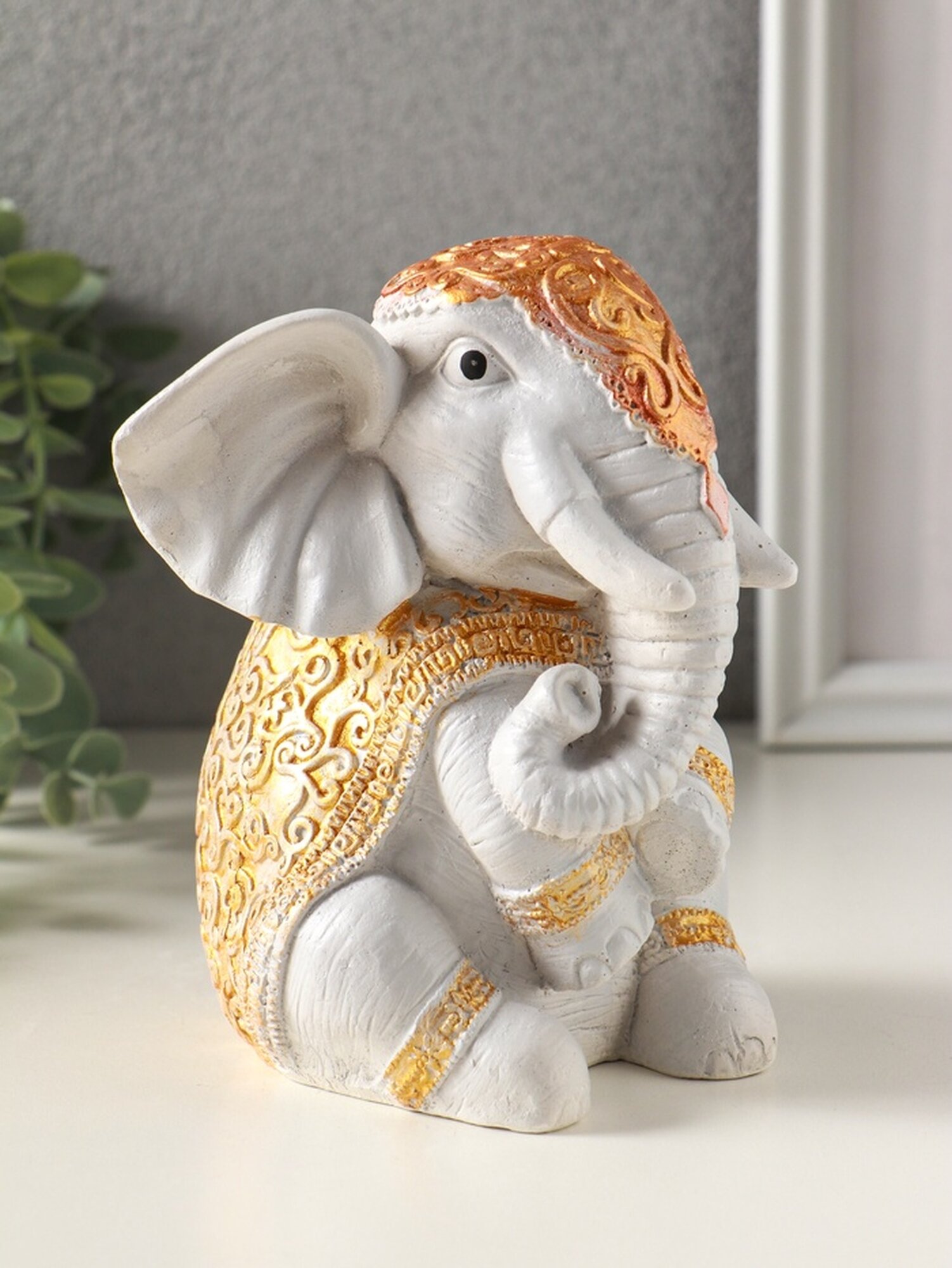Статуэтка Сима-ленд "Слон Индийский", гипс, 15 см, цвет серый с росписью