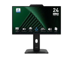 Монитор MSI PRO MP242PMG 23.8" 16:9 FHD(1920x1080) IPS Flat, Webcam,4ms(GTG),1000:1,100M:1,300nit,1xHDMI,1xDP,1xVGA,1xUSB-A,1xUSB-B, Speaker, Tilt, Swivel, Height, Pivot, VESA,120Hz, Black,1y war-ty