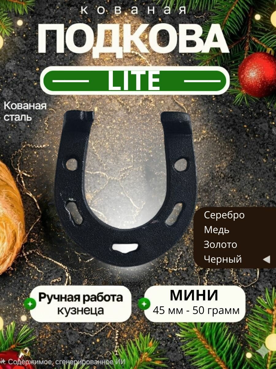 Подкова сувенир для дома лайт "Мини" 4 см, 50 гр. (черный)/ оберег на дверь, подарок на новоселье, годовщину свадьбы молодоженам, подкова на счастье, удачу, символ нового года 2026