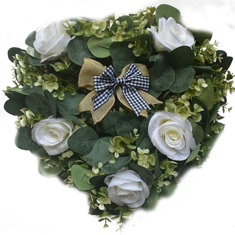 Свадебная гирлянда в форме сердца из искусственных роз, Белый