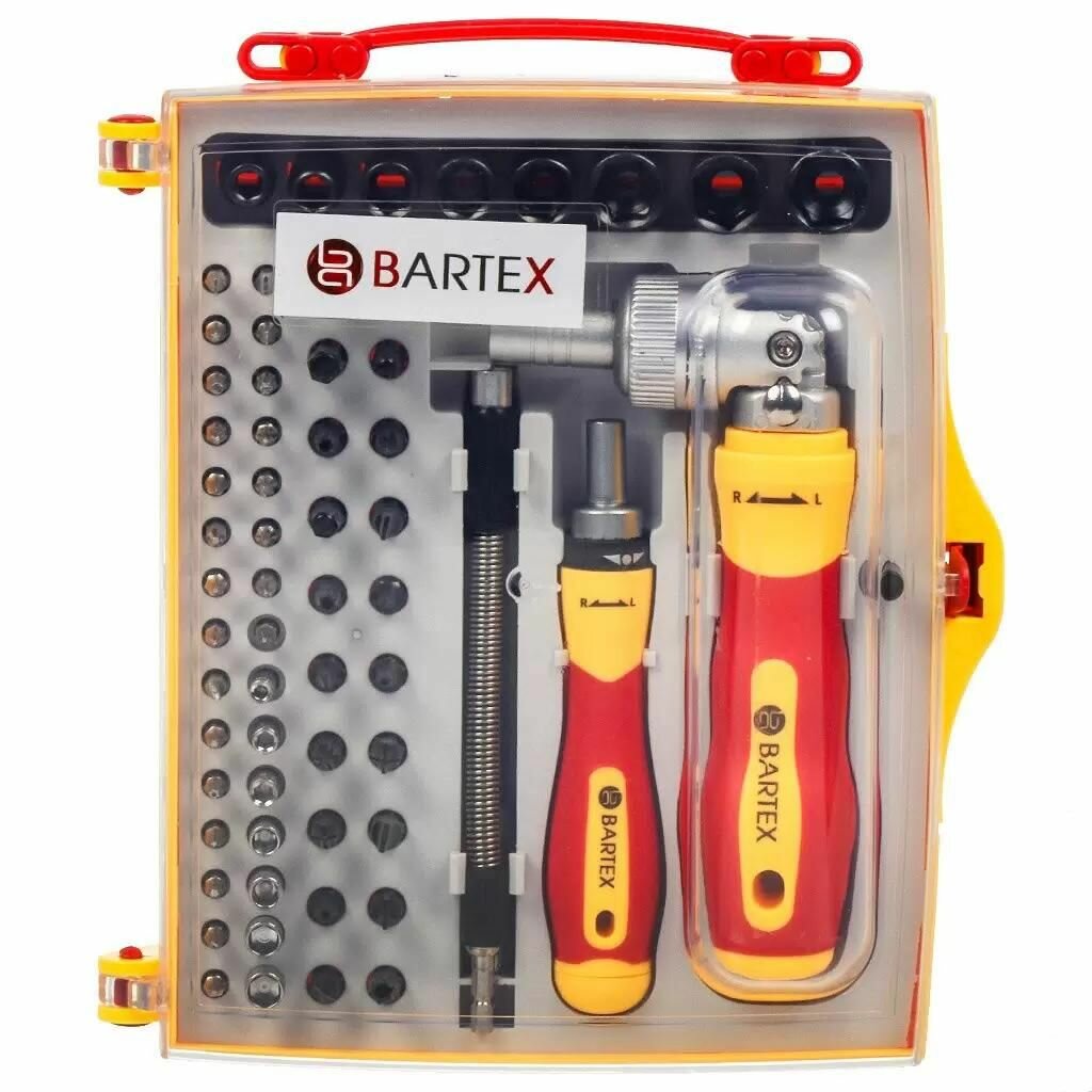 Набор отверток Bartex реверсивные, с битами, CrV сталь, кейс, 61 предмет